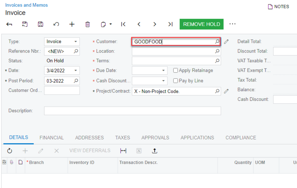 Acumatica ERP Demo: Working with AR Invoices
